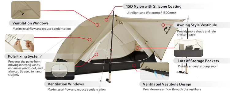 Mongar™ UL 2-Person Ultralight Backpacking Tent | Naturehike