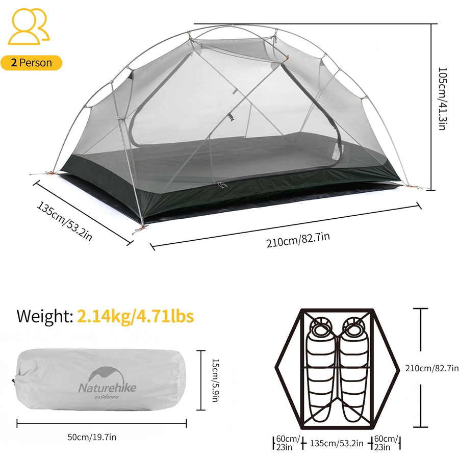 Mongar 2-Person Ultralight Backpacking Tent | Naturehike