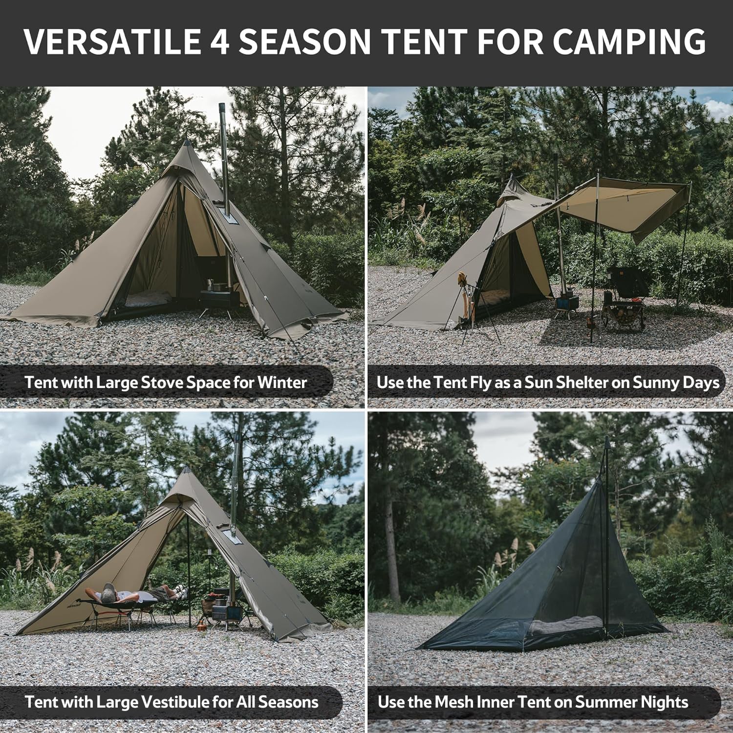 Ranch Fire 4-Person Pyramid Hot Tent | Naturehike