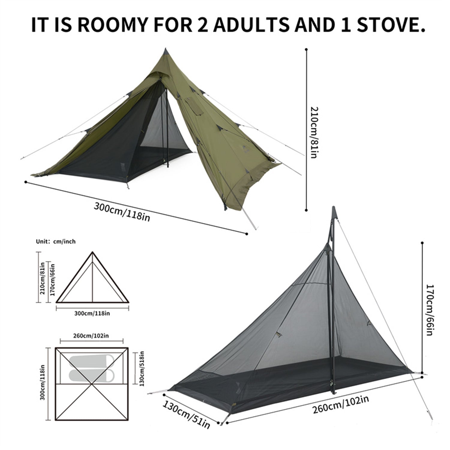 Ranch Fire 4-Person Pyramid Hot Tent | Naturehike